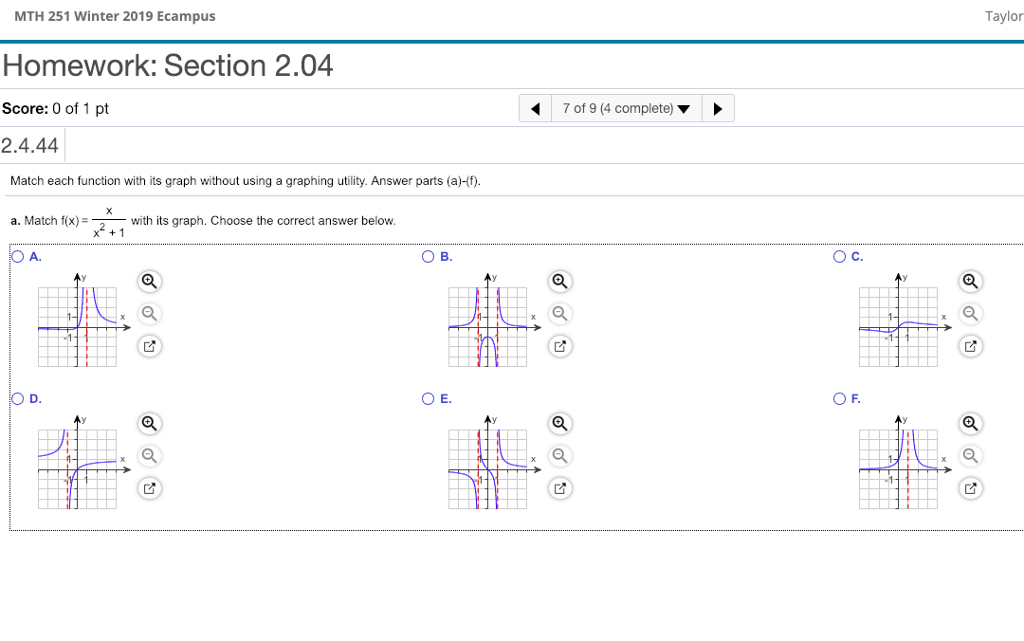 Solved MTH 251 Winter 2019 Ecampus Taylor Homework: Section | Chegg.com