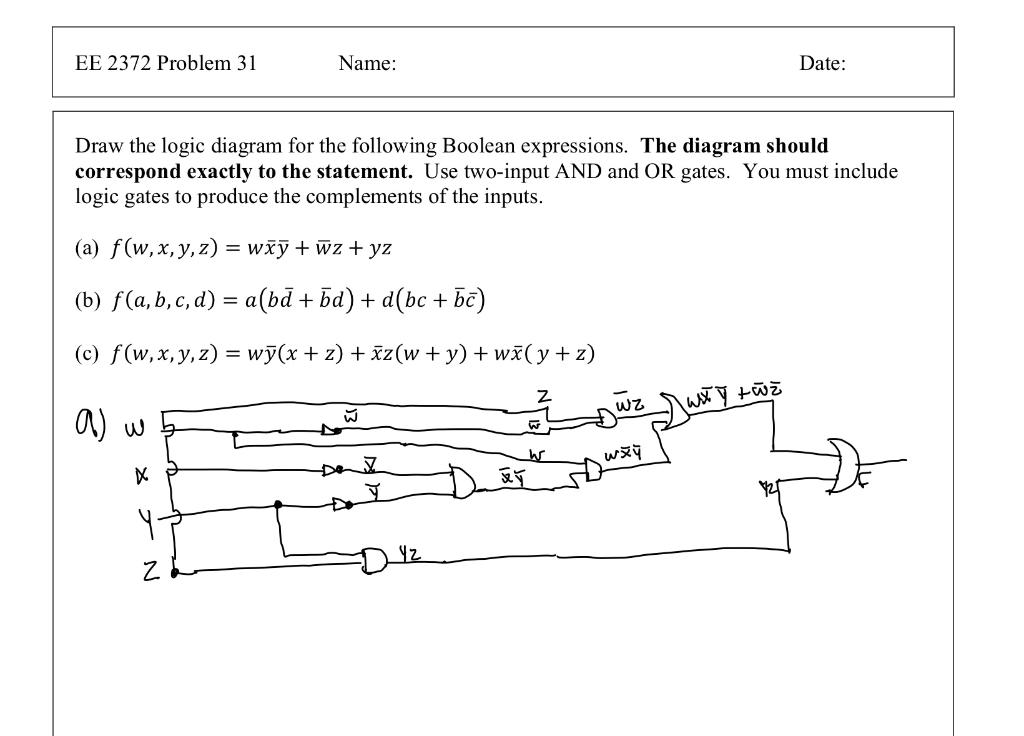 Solved Ee 2372 Problem 31 Name Date Draw The Logic Diagram 