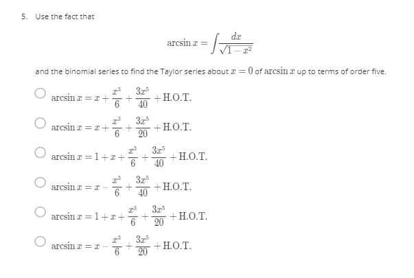Solved 5. Use the fact that dc arcsin r = ht and the | Chegg.com