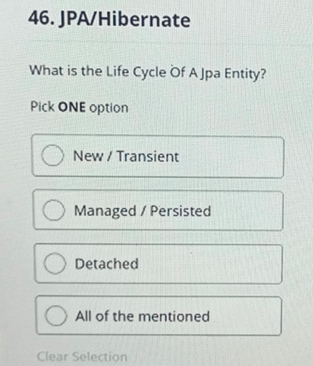 Solved JPA/HibernateWhat is the Life Cycle Of A.Jpa | Chegg.com