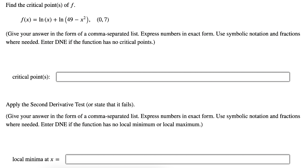 Solved Find the critical point(s) of f. | Chegg.com