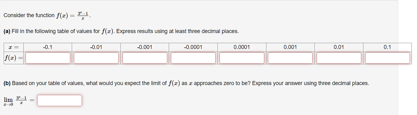Solved Consider the function f(x)=x3x−1. (a) Fill in the | Chegg.com