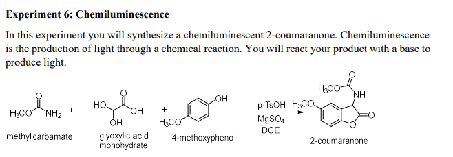Solved Experiment 6: Chemiluminescence In this experiment | Chegg.com