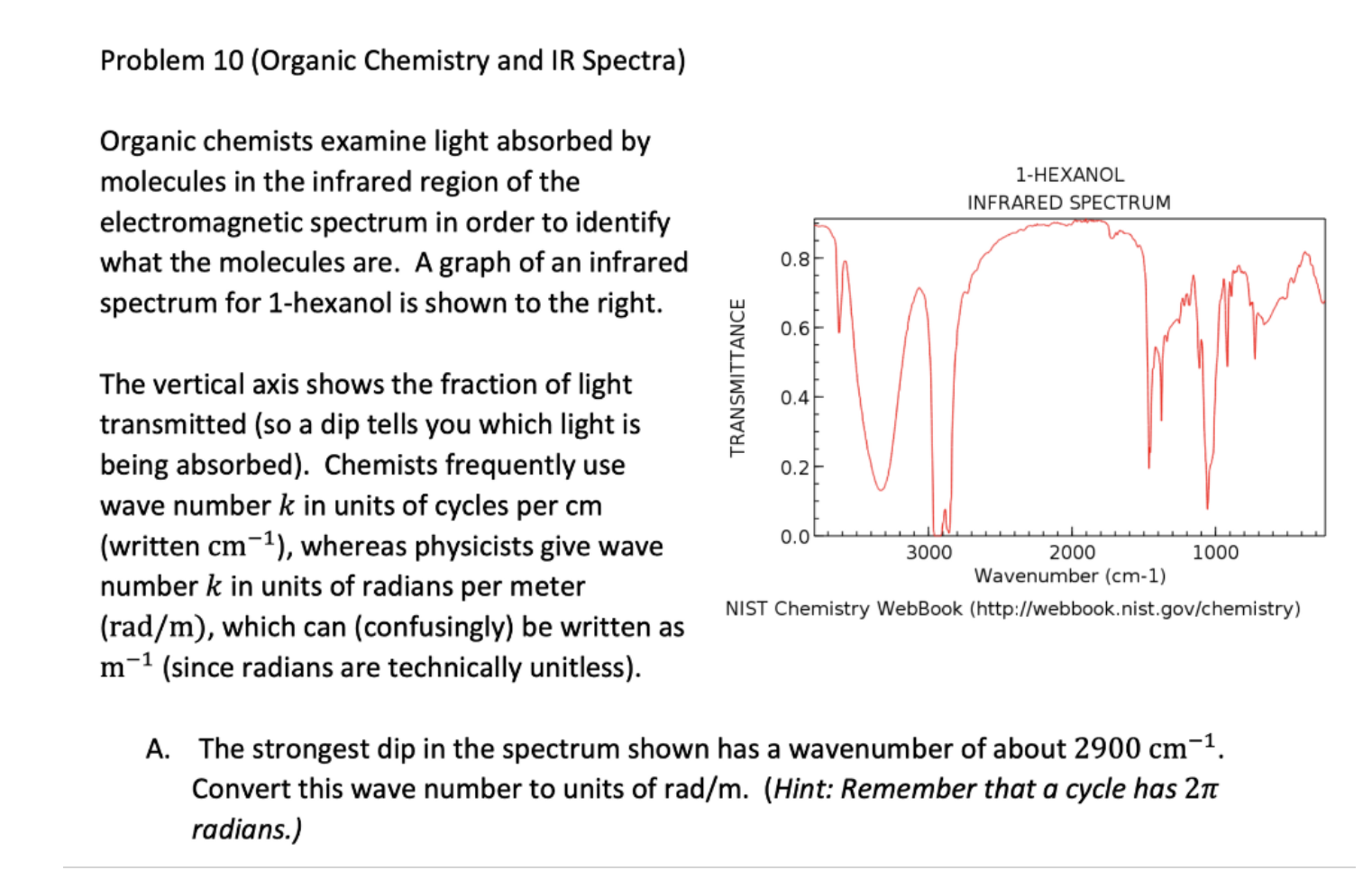 Solved Problem 10 (Organic Chemistry and IR Spectra) Organic | Chegg.com