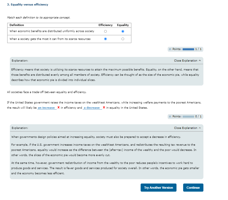 Solved 3. Equality versus efficiency Match each definition | Chegg.com