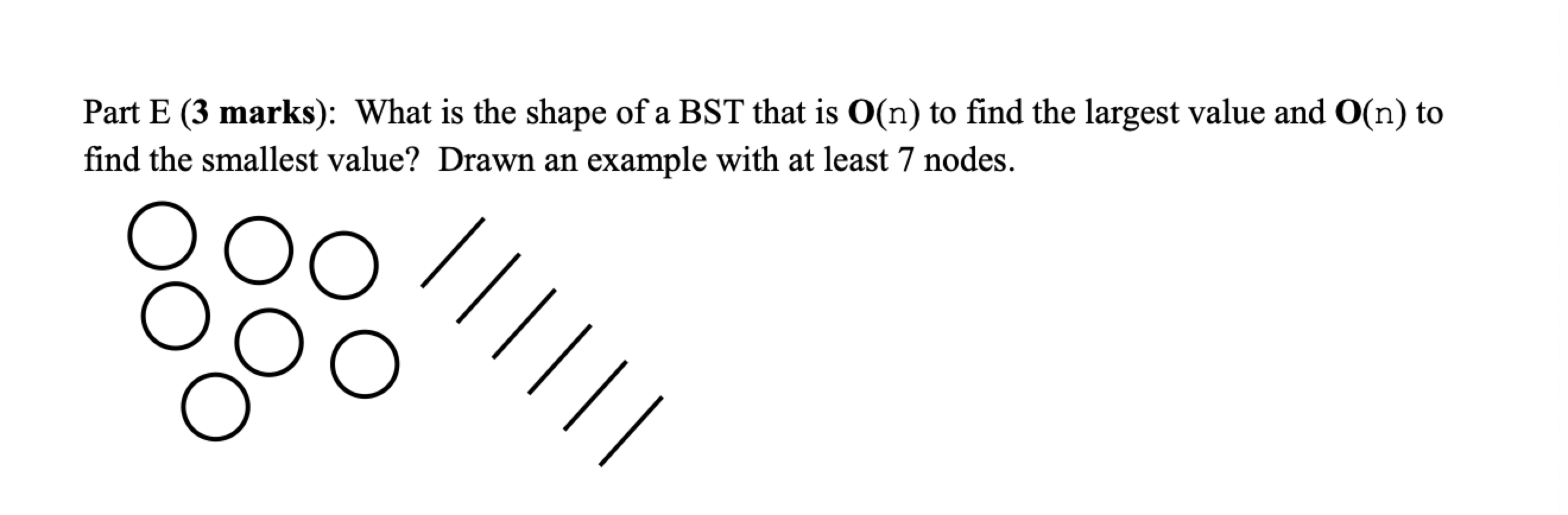Solved Part E (3 marks): What is the shape of a BST that is | Chegg.com