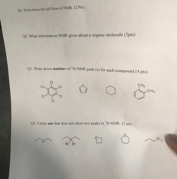 Solved Q1. Write down the full form of NMR. (2 Pts) Q2. What | Chegg.com