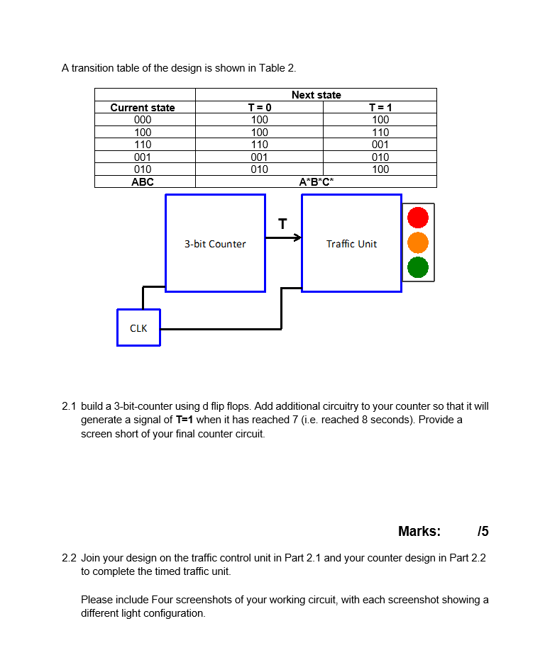 Solved Join your design on the traffic control unit in Part | Chegg.com