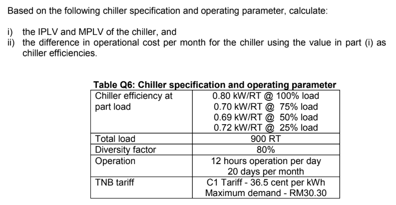 Solved Based on the following chiller specification and | Chegg.com