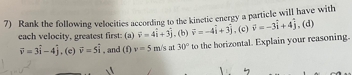 Solved Rank the following velocities according to the | Chegg.com