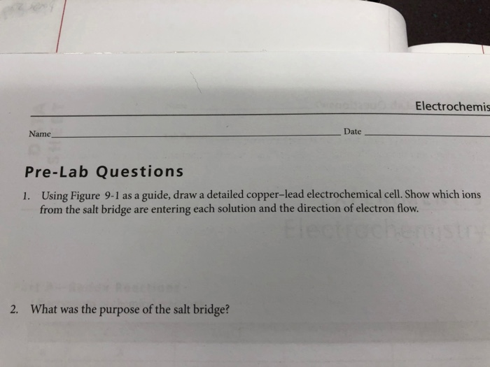 Solved Electrochemis Name Date Pre-Lab Questions 1. Using | Chegg.com