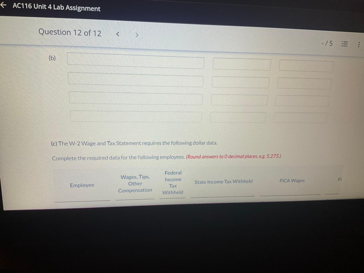 Solved ← AC116 Unit 4 Lab Assignment Question 12 of 12 | Chegg.com