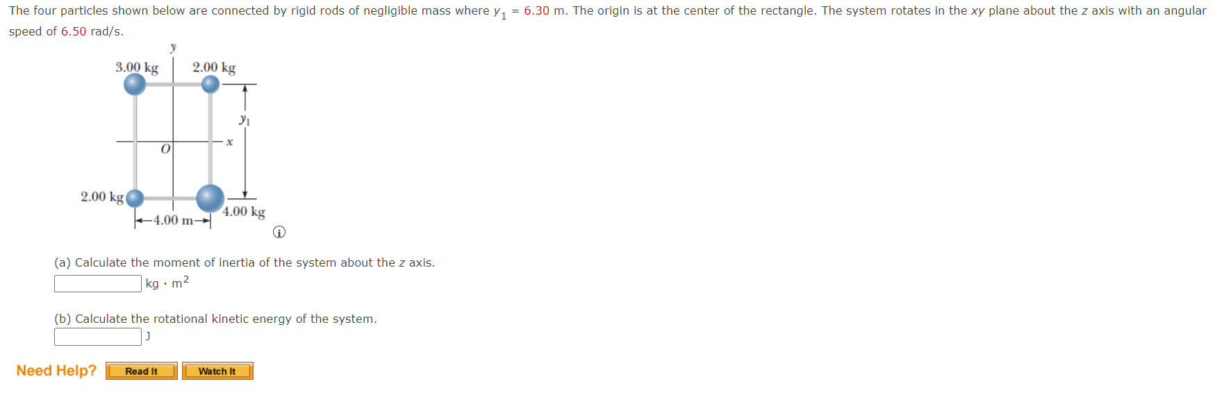 Solved The four particles shown below are connected by rigid | Chegg.com
