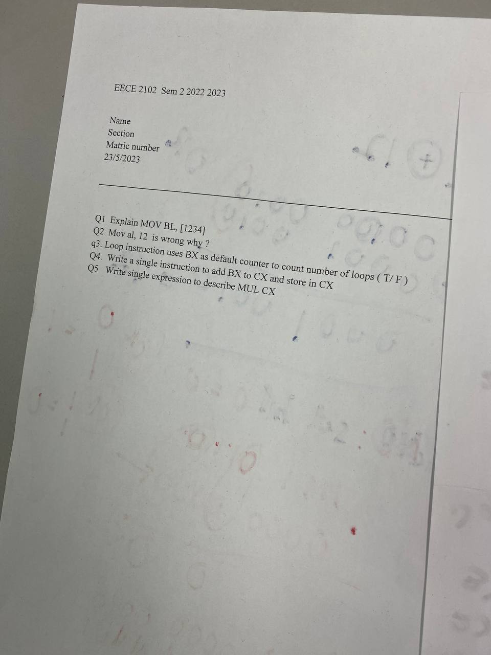 Solved Q1 Explain MOV BL, [1234] Q2 Moval, 12 is wrong why? | Chegg.com