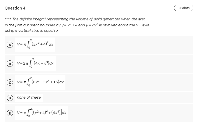 Solved Question 4 3 Points *** The definite integral | Chegg.com