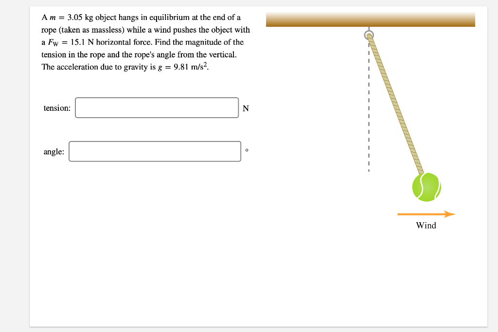 Solved Am = 3.05 kg object hangs in equilibrium at the end | Chegg.com
