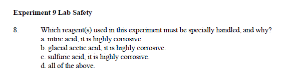Solved Experiment 7 Prelab Questions 1. Which of the | Chegg.com