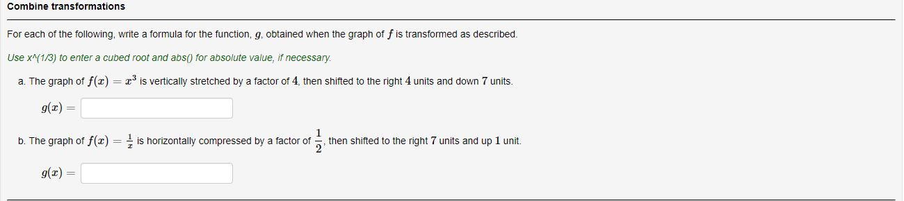 Solved Combine transformations For each of the following, | Chegg.com