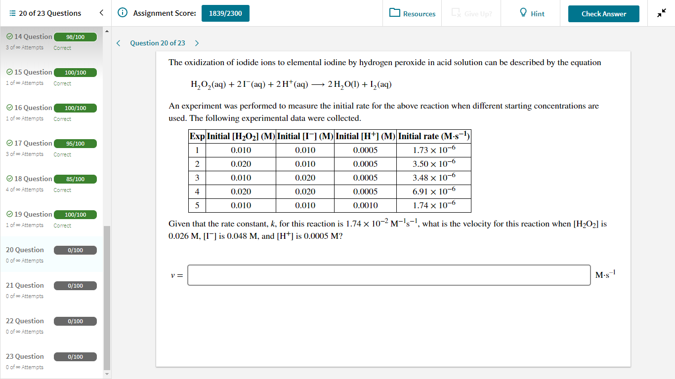 Solved Give Up Assignment Score: E 20 of 23 Questions | Chegg.com