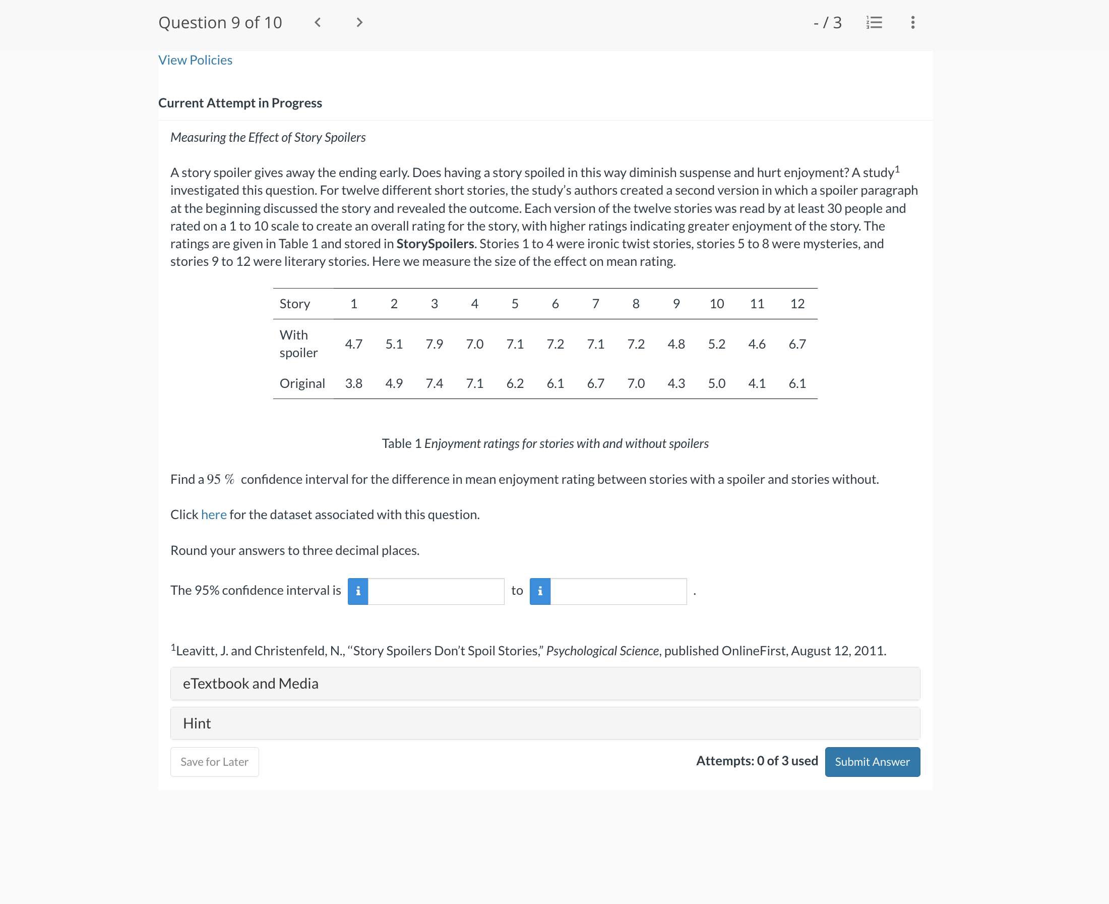 Solved Measuring the Effect of Story Spoilers A story | Chegg.com