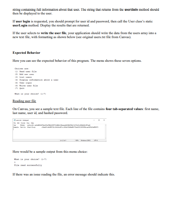 Solved You will use the User class that was created in | Chegg.com