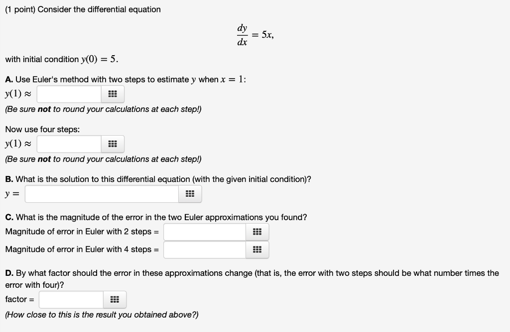 Solved 1 Point Consider The Differential Equation With 