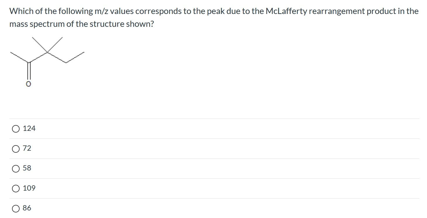 Solved Which of the following m/z values corresponds to the | Chegg.com