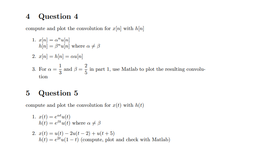 Solved compute and plot the convolution for x[n] with h[n] | Chegg.com