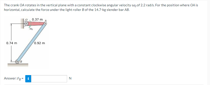 Solved The crank OA rotates in the vertical plane with a | Chegg.com