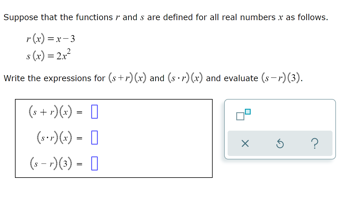Solved Suppose that the functions r and s are defined for | Chegg.com