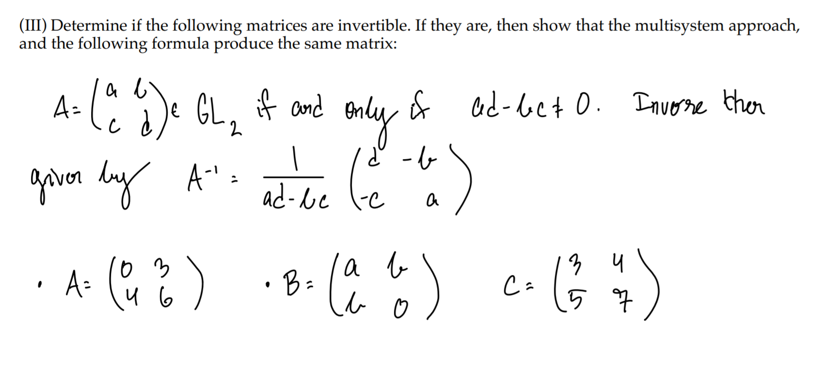 Solved (III) Determine if the following matrices are | Chegg.com