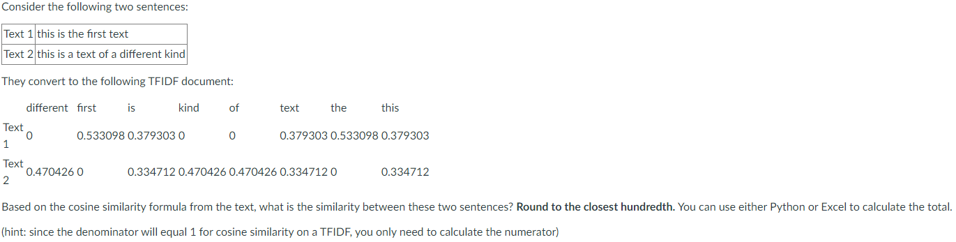Consider the following two sentences: Text 1 this is | Chegg.com