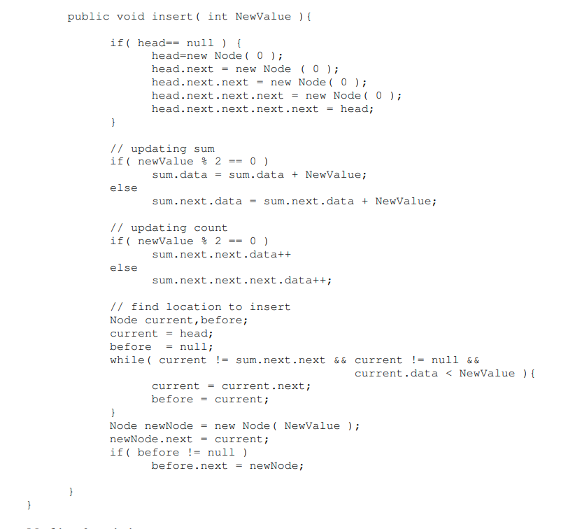 Solved public class LinkedList private Link head, sum; // | Chegg.com