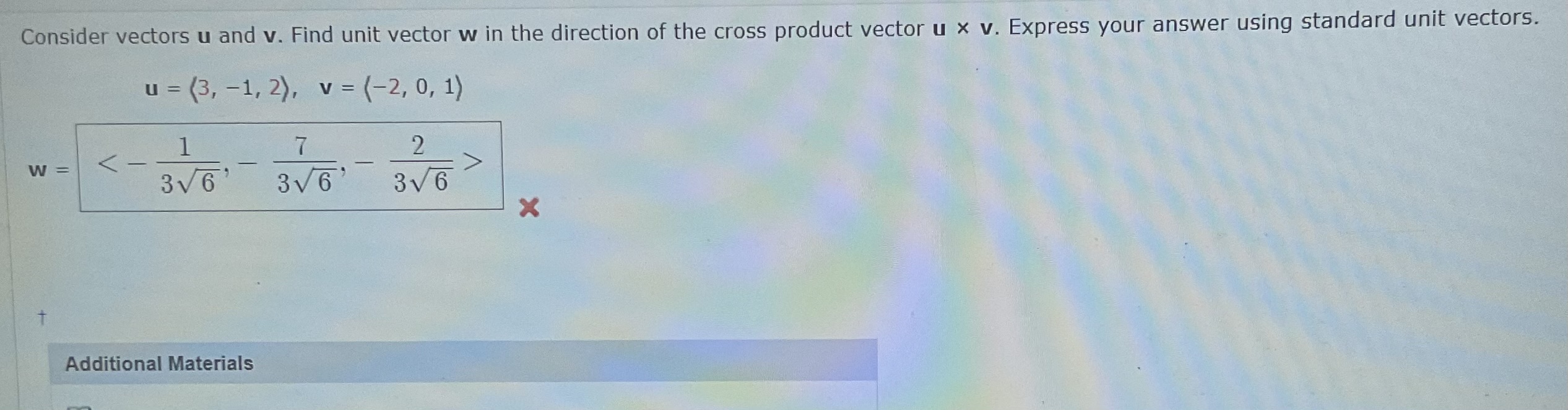 Solved Consider vectors u and v. Find unit vector w in the | Chegg.com