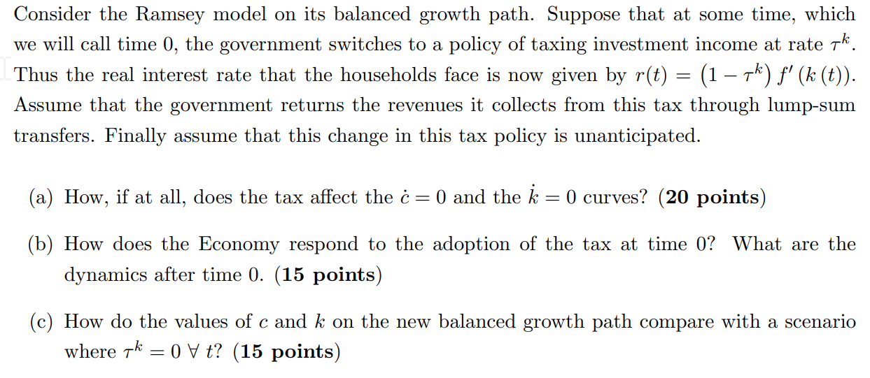 Solved Consider the Ramsey model on its balanced growth | Chegg.com
