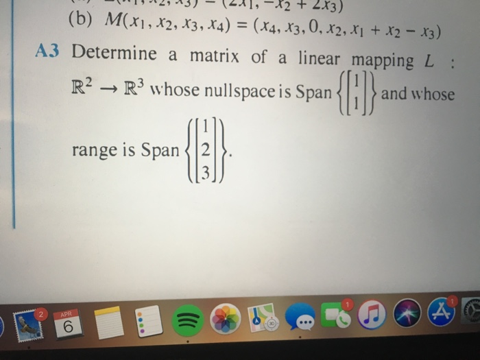 Solved A4 Determine a matrix of a linear mapping L IR -2// | Chegg.com