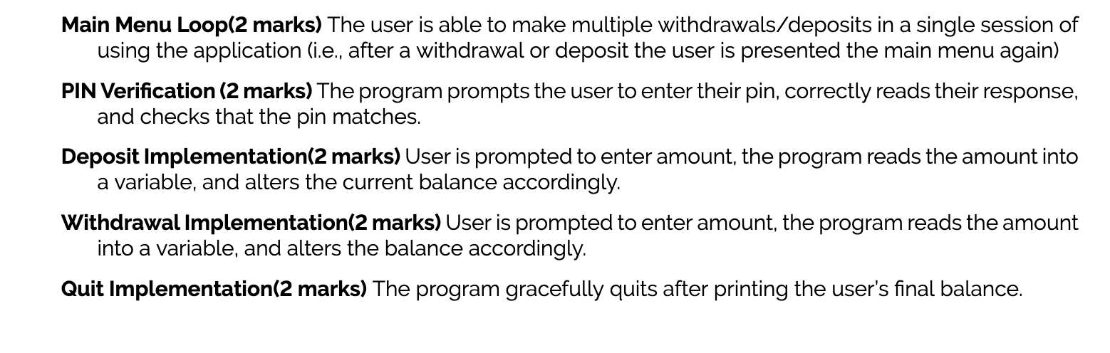 Solved Initial Prompt (2 marks) The program prompts the | Chegg.com
