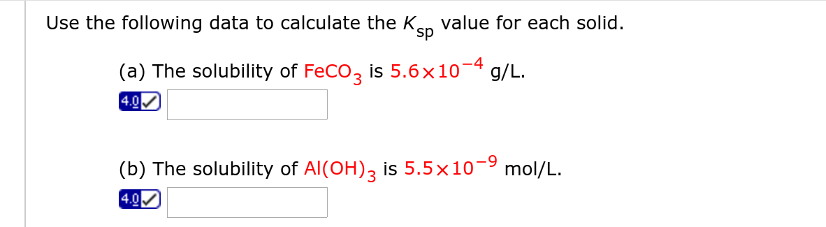 Solved Use the following data to calculate the Ksp value for | Chegg.com