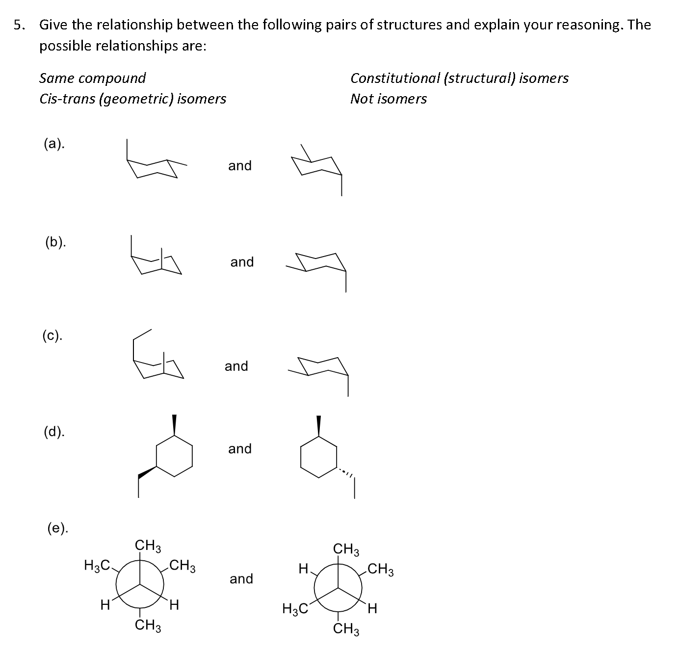 Solved 5. Give the relationship between the following pairs | Chegg.com