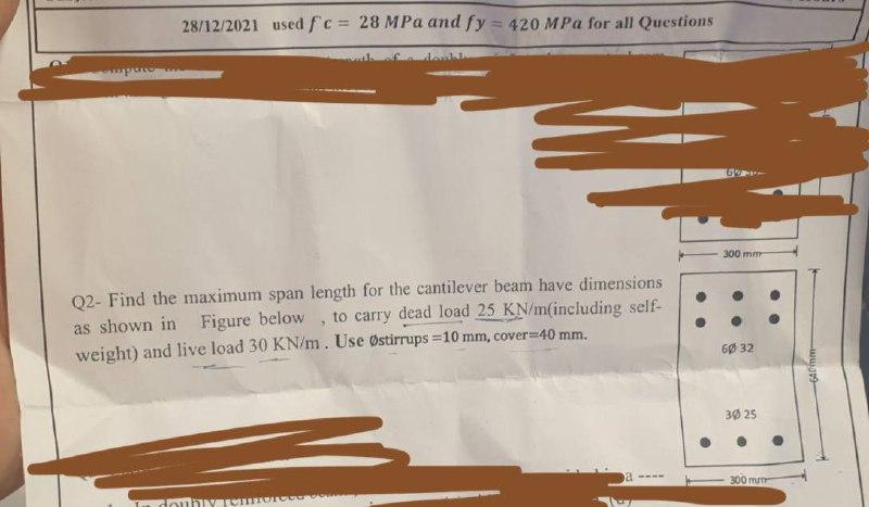 Solved 28/12/2021 used f c= 28 MPa and fy = 420 MPa for all | Chegg.com