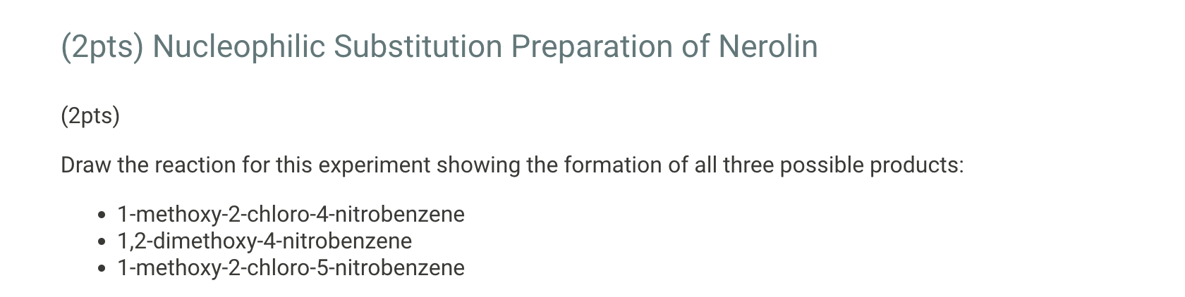 Solved (2pts) Nucleophilic Substitution Preparation of | Chegg.com