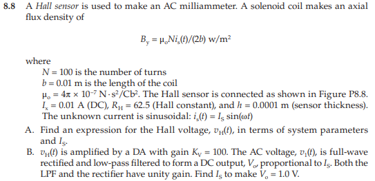 8.8 A Hall sensor is used to make an AC milliammeter. | Chegg.com