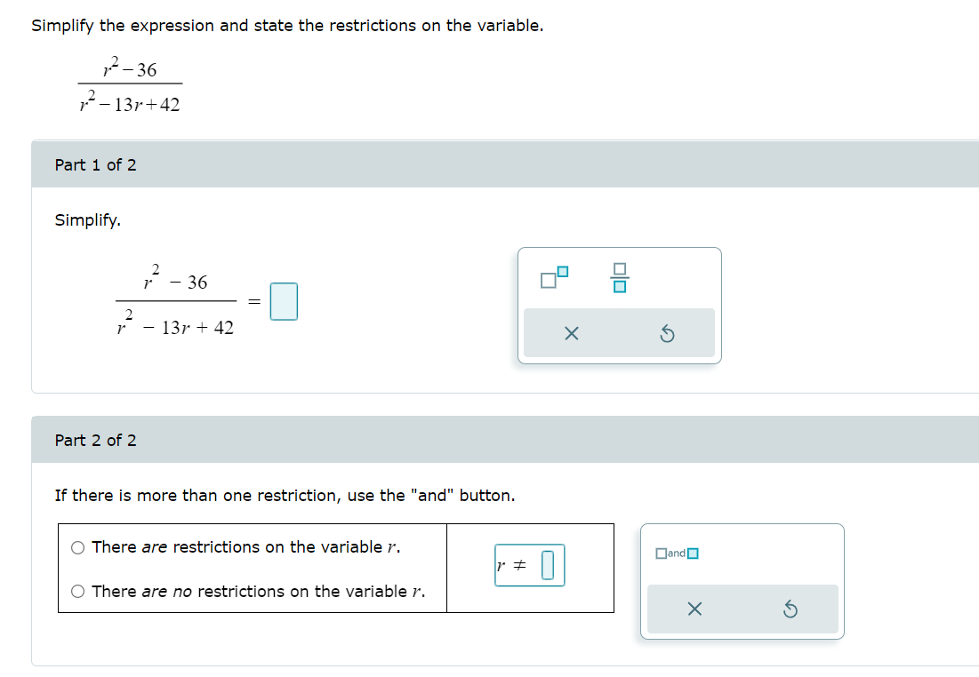 Solved Determine the real-valued restrictions on the | Chegg.com