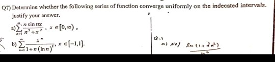 Solved Q7) Determine whether the following series of | Chegg.com