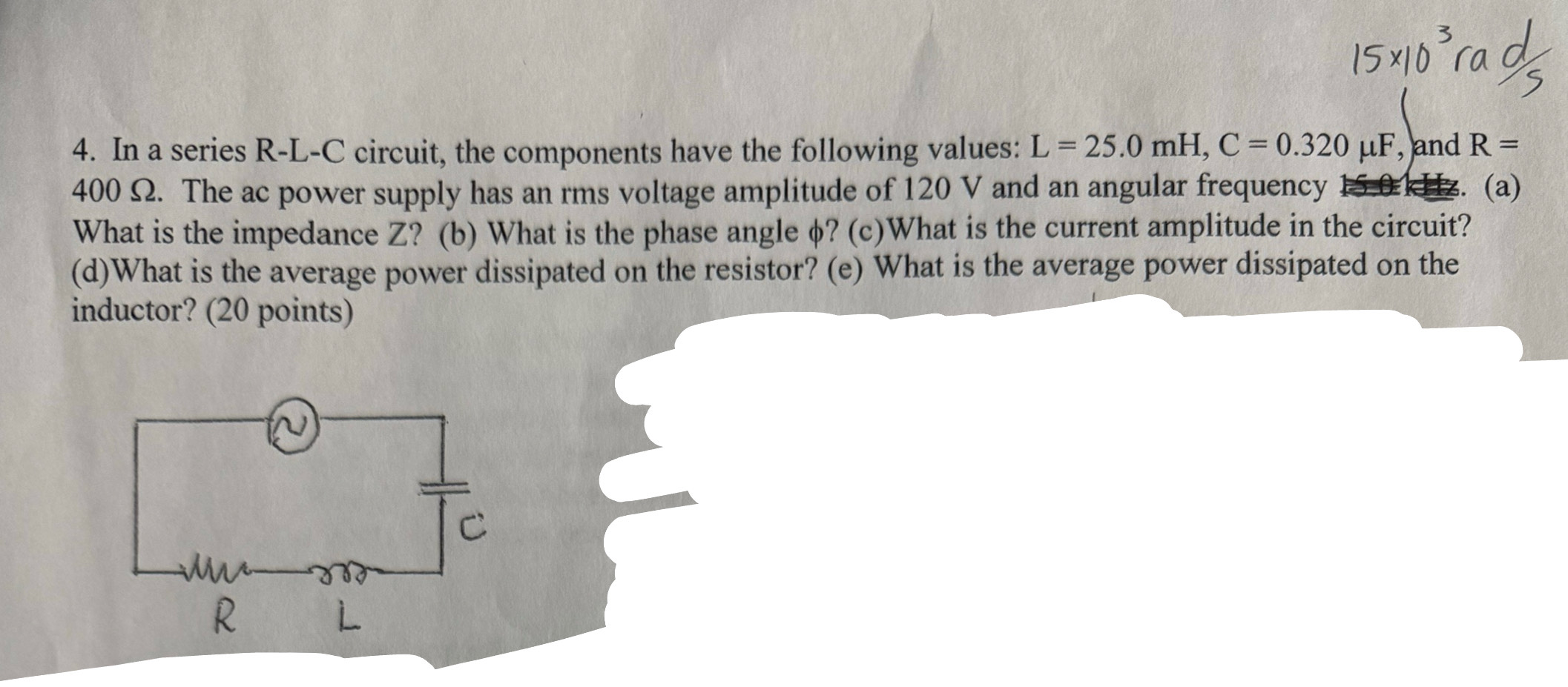 Solved In ﻿a series R-L-C ﻿circuit, the components have the | Chegg.com