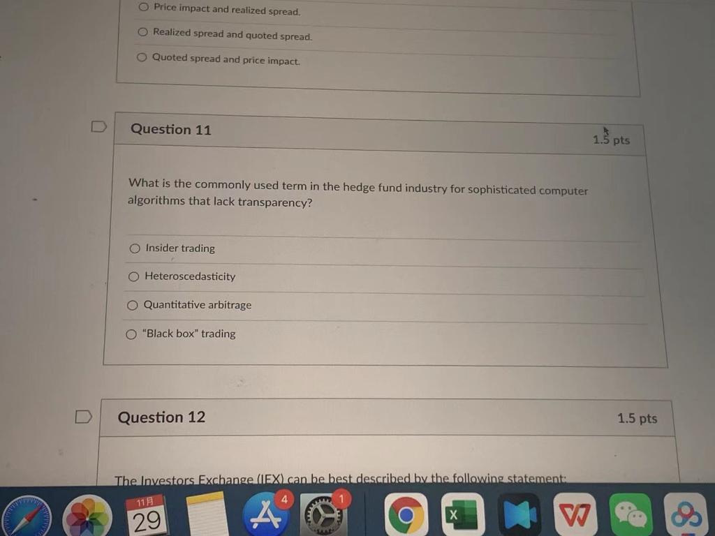 Solved Price impact and realized spread. O Realized spread | Chegg.com