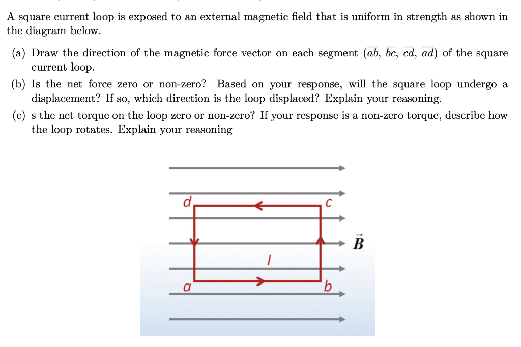 Solved A square current loop is exposed to an external | Chegg.com