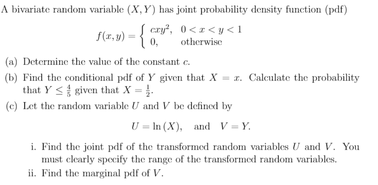 Solved A bivariate random variable (X,Y) has joint | Chegg.com