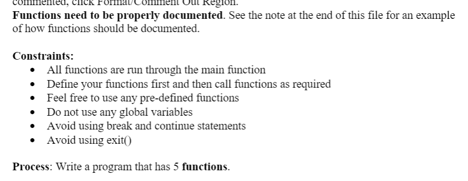 Solved пск ғоп Reg Functions need to be properly documented. | Chegg.com