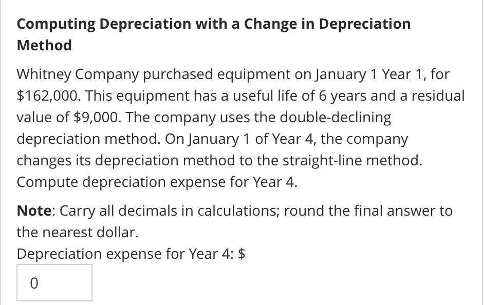 Solved Computing Depreciation with a Change in Depreciation | Chegg.com